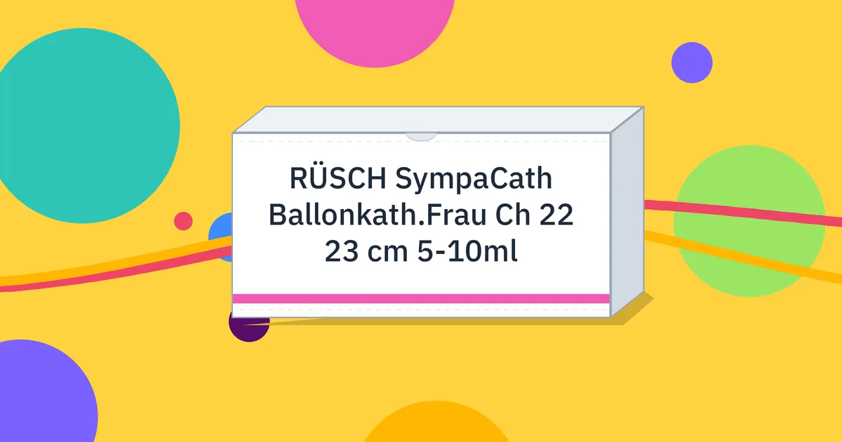 Symbolbild: Packung mit der Aufschrift RÜSCH SympaCath Ballonkath.Frau Ch 22 23 cm 5-10ml (PZN 07710118) – Verfügbarkeit und Bezug in Apotheken in Frankfurt am Main