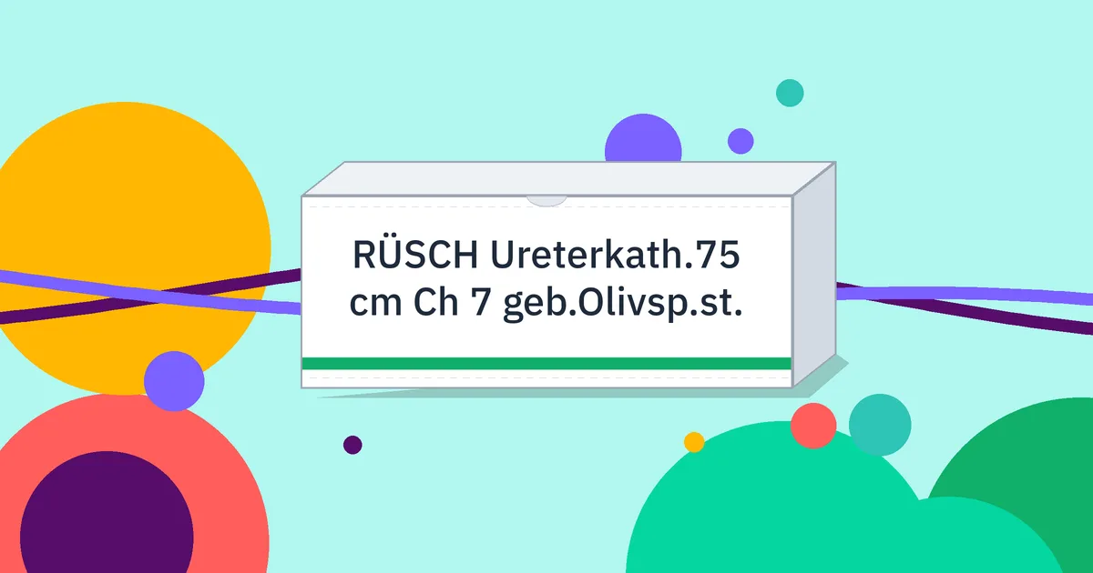 Symbolbild: Packung mit der Aufschrift RÜSCH Ureterkath.75 cm Ch 7 geb.Olivsp.st. (PZN 04249073) – Verfügbarkeit und Bezug in Apotheken in Frankfurt am Main