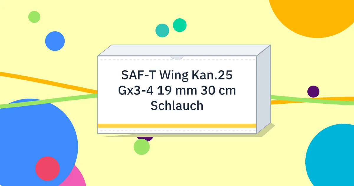 Symbolbild: Packung mit der Aufschrift SAF-T Wing Kan.25 Gx3-4 19 mm 30 cm Schlauch (PZN 07734834) – Verfügbarkeit und Bezug in Apotheken in Frankfurt am Main