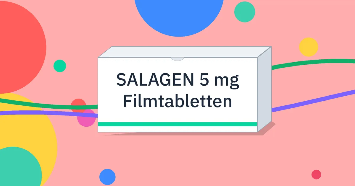 Symbolbild: Packung mit der Aufschrift SALAGEN 5 mg Filmtabletten (PZN 11527549) – Verfügbarkeit und Bezug in Apotheken in Frankfurt am Main