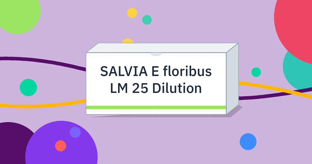 Symbolbild: Packung mit der Aufschrift SALVIA E floribus LM 25 Dilution (PZN 13179176) – Verfügbarkeit und Bezug in Apotheken in Frankfurt am Main