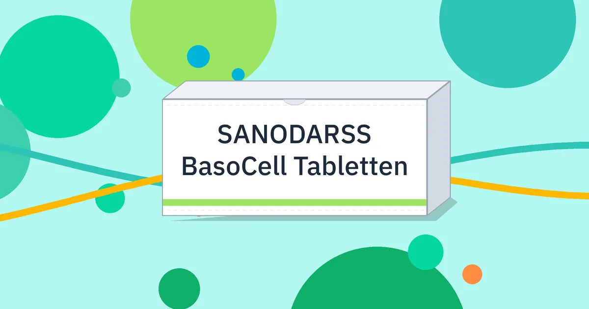 Symbolbild: Packung mit der Aufschrift SANODARSS BasoCell Tabletten (PZN 17885758) – Verfügbarkeit und Bezug in Apotheken in Frankfurt am Main