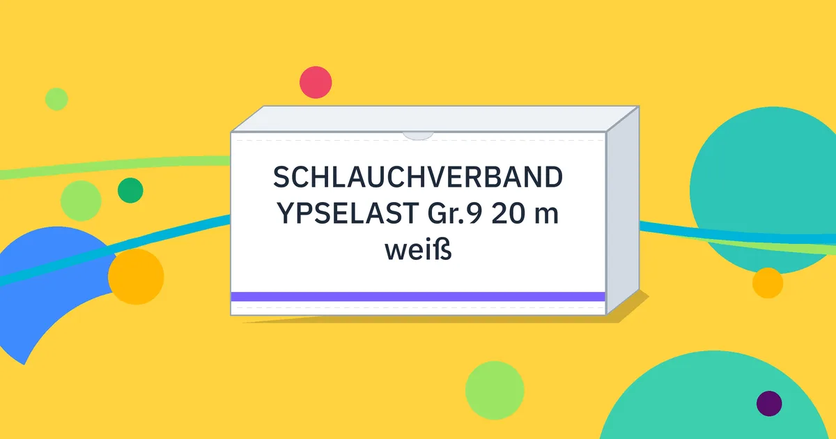 Symbolbild: Packung mit der Aufschrift SCHLAUCHVERBAND YPSELAST Gr.9 20 m weiß (PZN 02651747) – Verfügbarkeit und Bezug in Apotheken in Frankfurt am Main