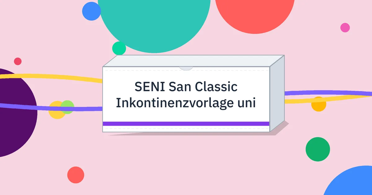 Symbolbild: Packung mit der Aufschrift SENI San Classic Inkontinenzvorlage uni (PZN 17894125) – Verfügbarkeit und Bezug in Apotheken in Frankfurt am Main