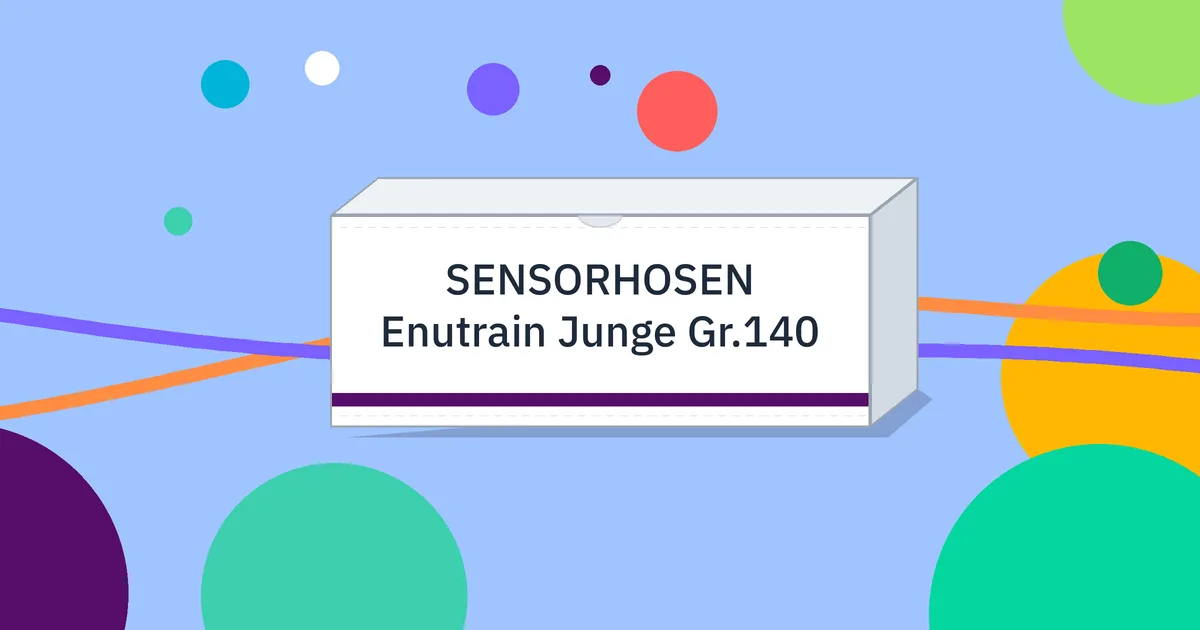 Symbolbild: Packung mit der Aufschrift SENSORHOSEN Enutrain Junge Gr.140 (PZN 04477331) – Verfügbarkeit und Bezug in Apotheken in Frankfurt am Main