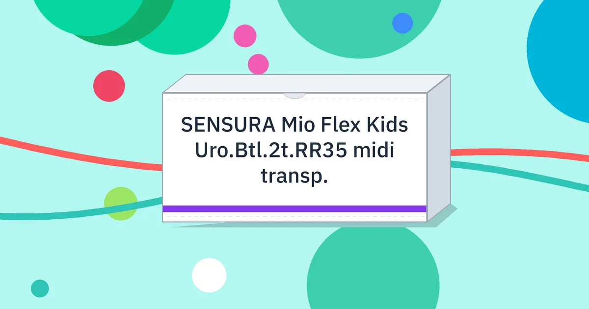 Symbolbild: Packung mit der Aufschrift SENSURA Mio Flex Kids Uro.Btl.2t.RR35 midi transp. (PZN 15410790) – Verfügbarkeit und Bezug in Apotheken in Frankfurt am Main