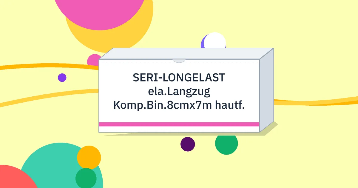 Symbolbild: Packung mit der Aufschrift SERI-LONGELAST ela.Langzug Komp.Bin.8cmx7m hautf. (PZN 19837002) – Verfügbarkeit und Bezug in Apotheken in Frankfurt am Main