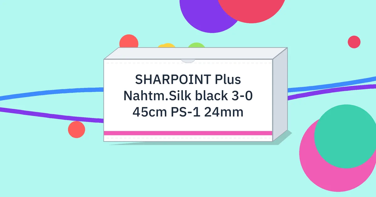 Symbolbild: Packung mit der Aufschrift SHARPOINT Plus Nahtm.Silk black 3-0 45cm PS-1 24mm (PZN 17994683) – Verfügbarkeit und Bezug in Apotheken in Frankfurt am Main