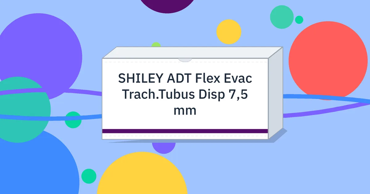 Symbolbild: Packung mit der Aufschrift SHILEY ADT Flex Evac Trach.Tubus Disp 7,5 mm (PZN 18410460) – Verfügbarkeit und Bezug in Apotheken in Frankfurt am Main