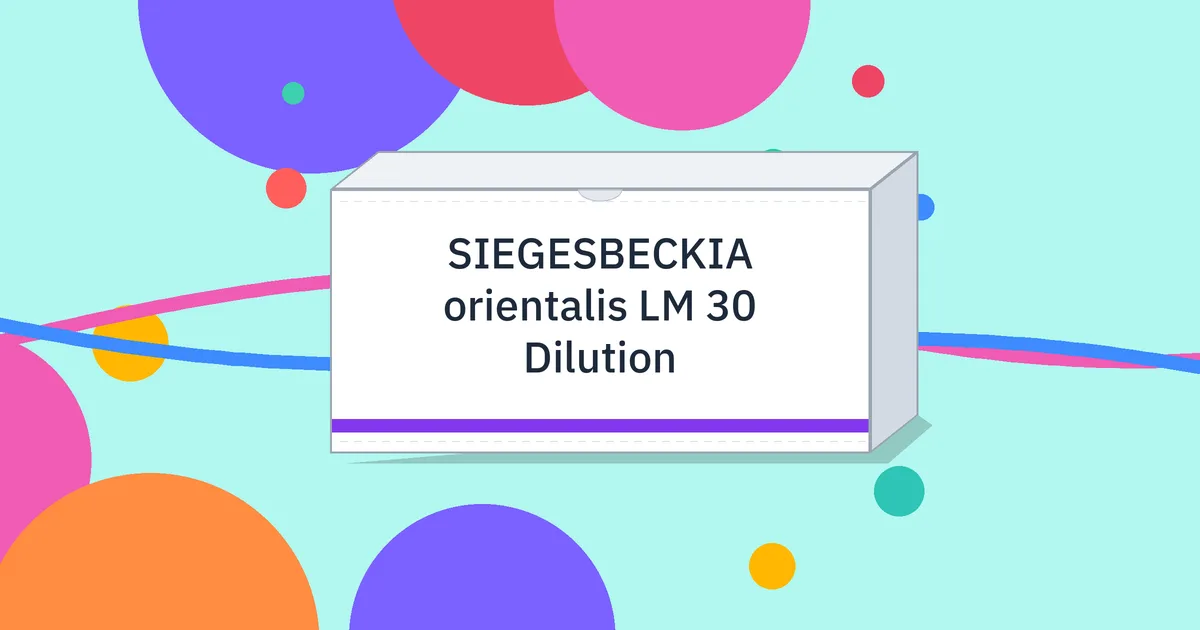 Symbolbild: Packung mit der Aufschrift SIEGESBECKIA orientalis LM 30 Dilution (PZN 13677649) – Verfügbarkeit und Bezug in Apotheken in Frankfurt am Main