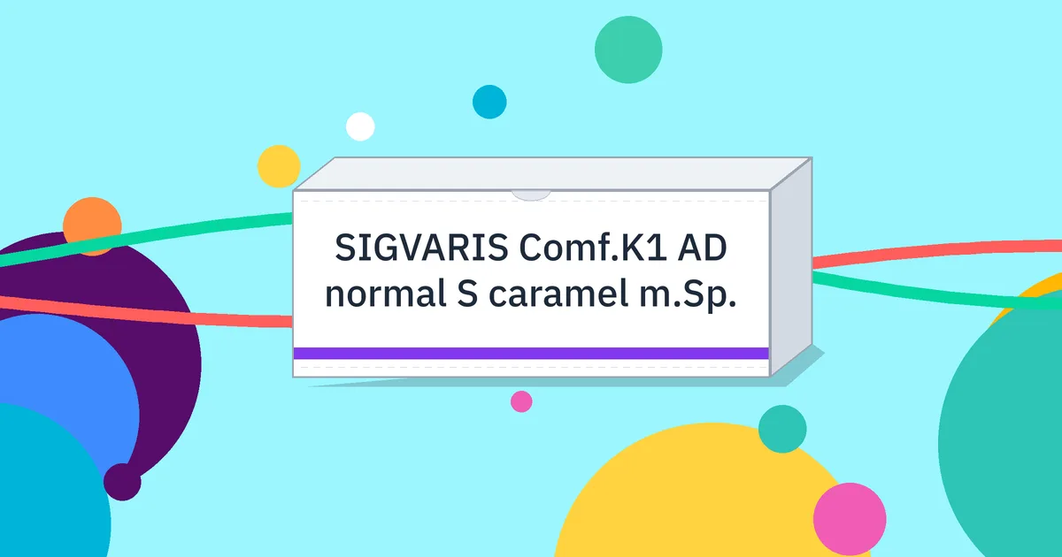 Symbolbild: Packung mit der Aufschrift SIGVARIS Comf.K1 AD normal S caramel m.Sp. (PZN 17041718) – Verfügbarkeit und Bezug in Apotheken in Frankfurt am Main