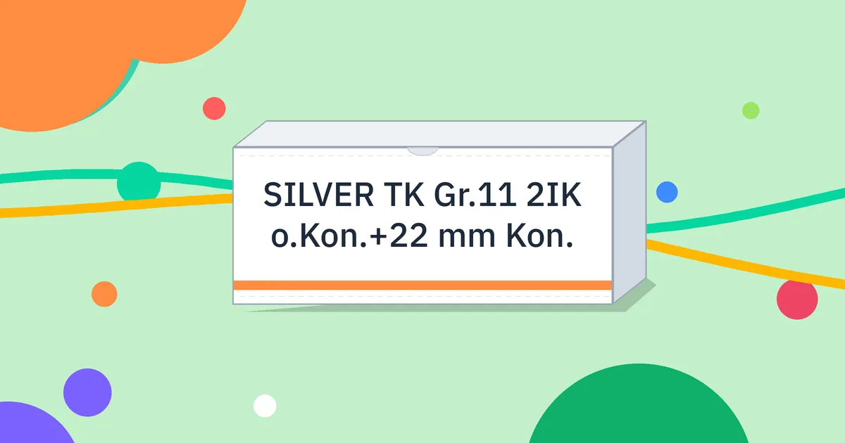 Symbolbild: Packung mit der Aufschrift SILVER TK Gr.11 2IK o.Kon.+22 mm Kon. (PZN 10317270) – Verfügbarkeit und Bezug in Apotheken in Frankfurt am Main