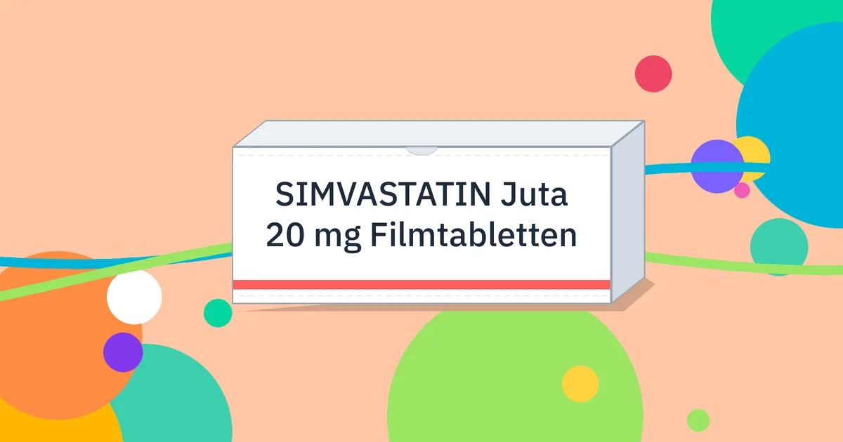 Symbolbild: Packung mit der Aufschrift SIMVASTATIN Juta 20 mg Filmtabletten (PZN 18029607) – Verfügbarkeit und Bezug in Apotheken in Frankfurt am Main