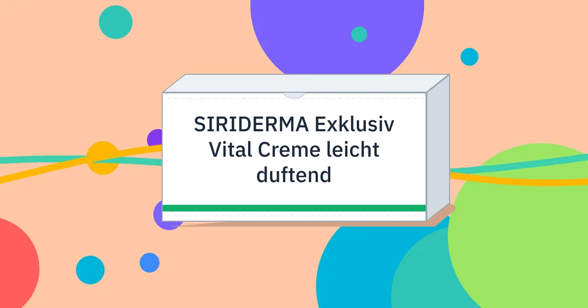 Symbolbild: Packung mit der Aufschrift SIRIDERMA Exklusiv Vital Creme leicht duftend (PZN 17561257) – Verfügbarkeit und Bezug in Apotheken in Frankfurt am Main