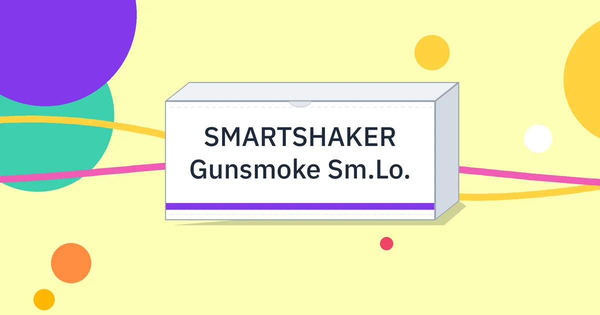 Symbolbild: Packung mit der Aufschrift SMARTSHAKER Gunsmoke Sm.Lo. (PZN 02596155) – Verfügbarkeit und Bezug in Apotheken in Frankfurt am Main