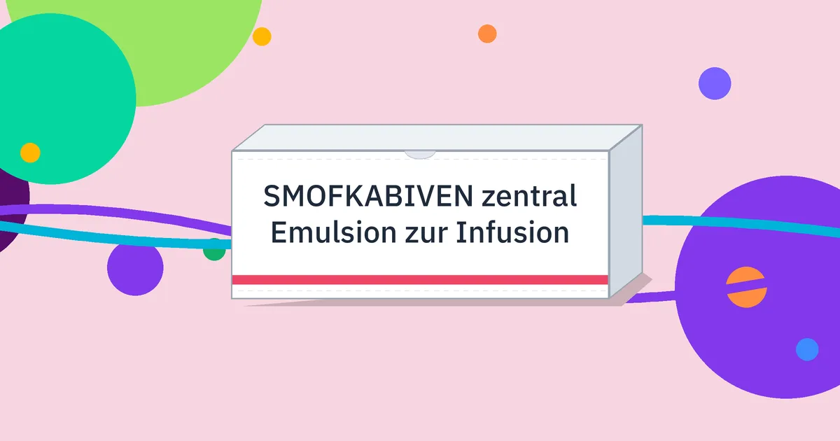 Symbolbild: Packung mit der Aufschrift SMOFKABIVEN zentral Emulsion zur Infusion (PZN 18457326) – Verfügbarkeit und Bezug in Apotheken in Frankfurt am Main