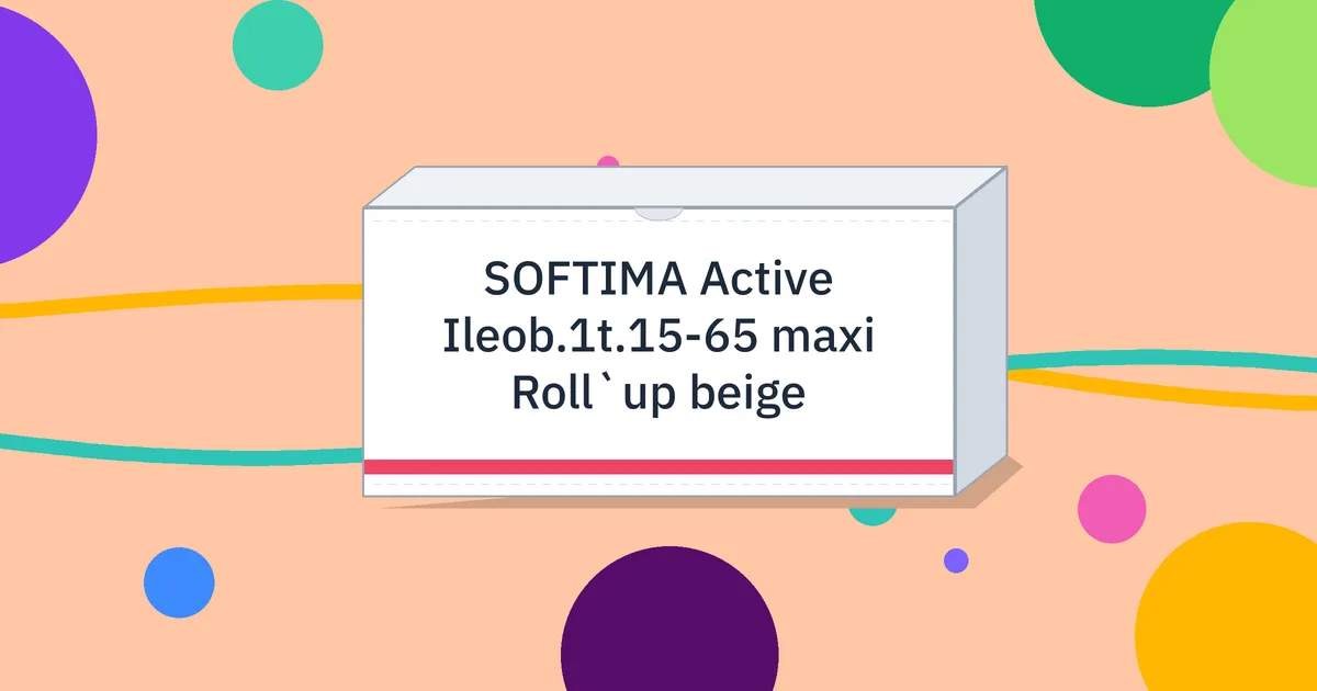 Symbolbild: Packung mit der Aufschrift SOFTIMA Active Ileob.1t.15-65 maxi Roll`up beige (PZN 09717107) – Verfügbarkeit und Bezug in Apotheken in Frankfurt am Main