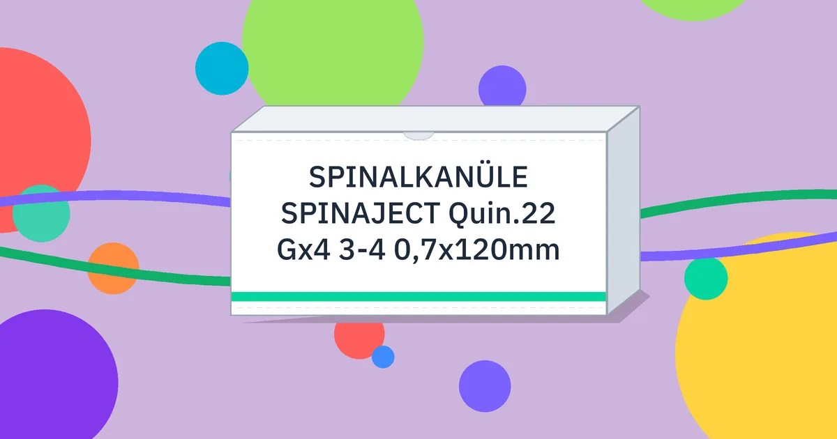Symbolbild: Packung mit der Aufschrift SPINALKANÜLE SPINAJECT Quin.22 Gx4 3-4 0,7x120mm (PZN 18862989) – Verfügbarkeit und Bezug in Apotheken in Frankfurt am Main