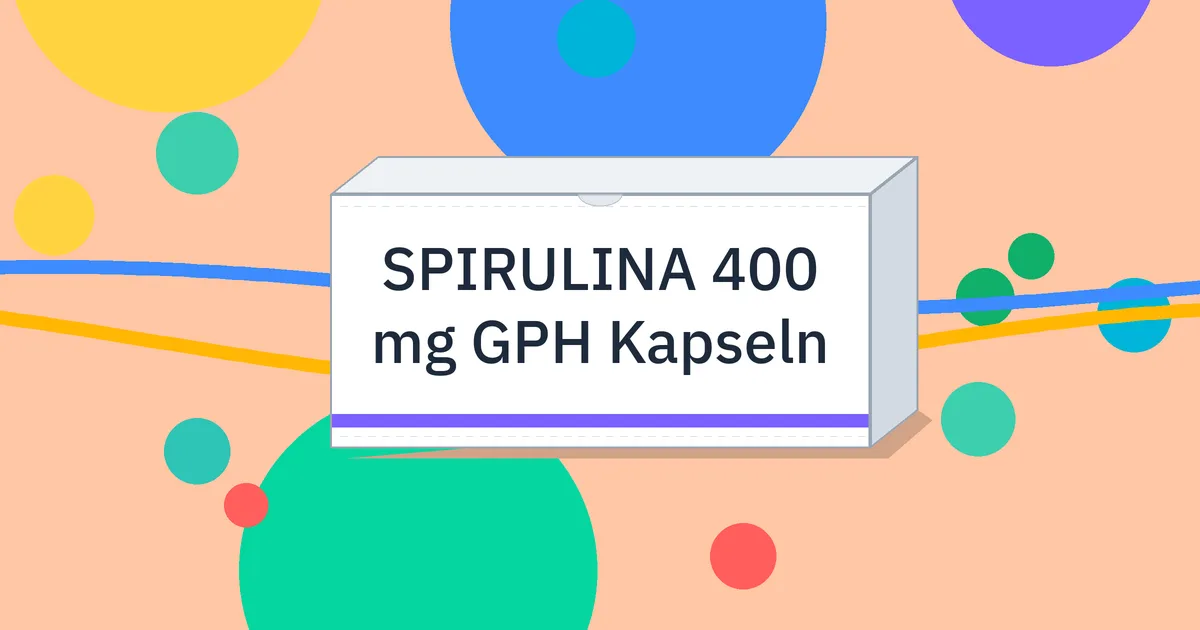 Symbolbild: Packung mit der Aufschrift SPIRULINA 400 mg GPH Kapseln (PZN 20856803) – Verfügbarkeit und Bezug in Apotheken in Frankfurt am Main
