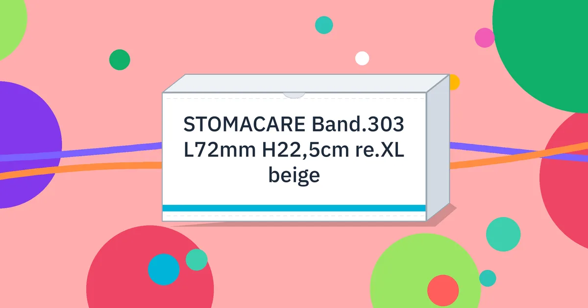 Symbolbild: Packung mit der Aufschrift STOMACARE Band.303 L72mm H22,5cm re.XL beige (PZN 10840327) – Verfügbarkeit und Bezug in Apotheken in Frankfurt am Main
