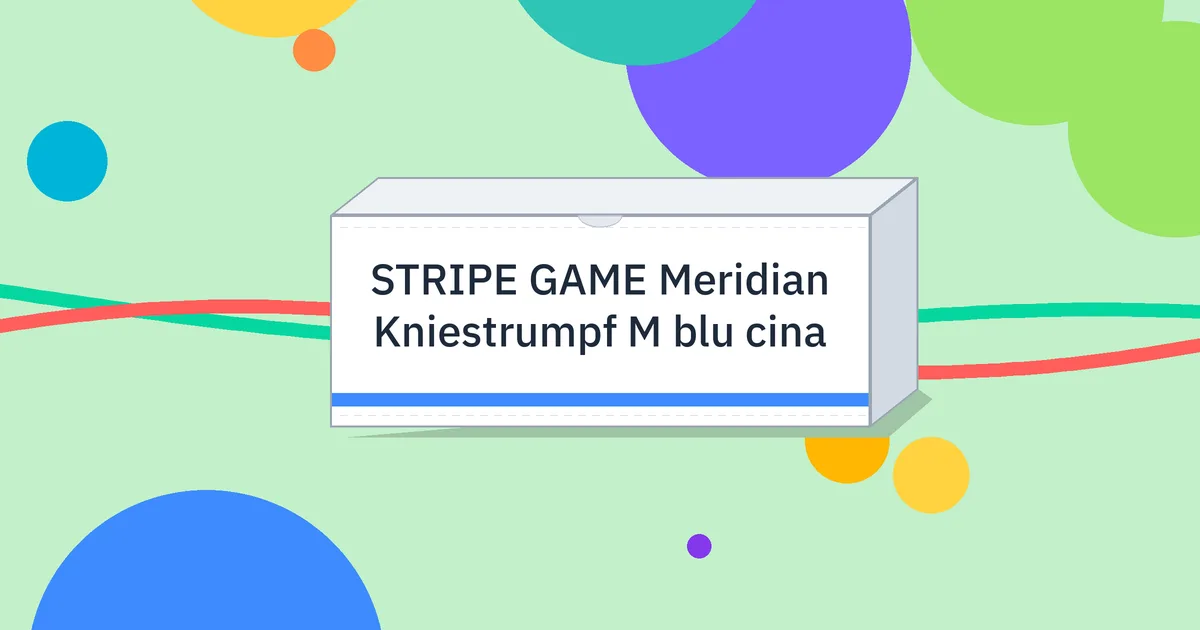 Symbolbild: Packung mit der Aufschrift STRIPE GAME Meridian Kniestrumpf M blu cina (PZN 20209736) – Verfügbarkeit und Bezug in Apotheken in Frankfurt am Main