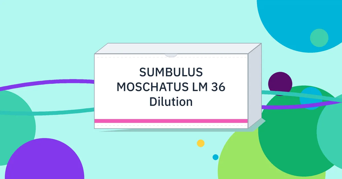 Symbolbild: Packung mit der Aufschrift SUMBULUS MOSCHATUS LM 36 Dilution (PZN 13211023) – Verfügbarkeit und Bezug in Apotheken in Frankfurt am Main