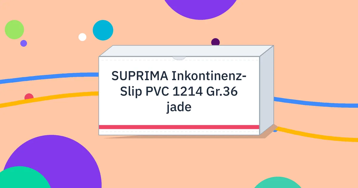 Symbolbild: Packung mit der Aufschrift SUPRIMA Inkontinenz-Slip PVC 1214 Gr.36 jade (PZN 02160475) – Verfügbarkeit und Bezug in Apotheken in Frankfurt am Main