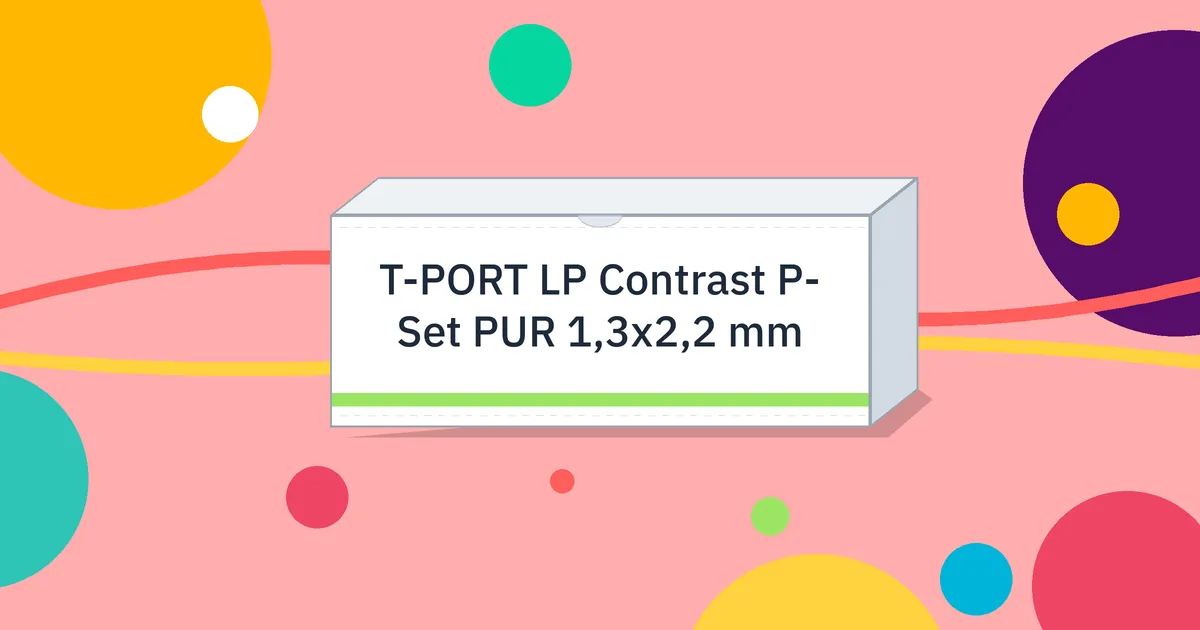 Symbolbild: Packung mit der Aufschrift T-PORT LP Contrast P-Set PUR 1,3x2,2 mm (PZN 17589089) – Verfügbarkeit und Bezug in Apotheken in Frankfurt am Main