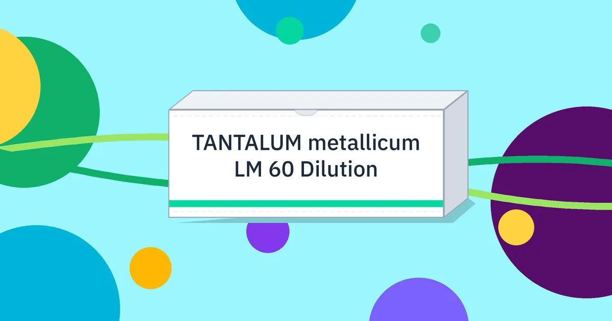 Symbolbild: Packung mit der Aufschrift TANTALUM metallicum LM 60 Dilution (PZN 13213766) – Verfügbarkeit und Bezug in Apotheken in Frankfurt am Main