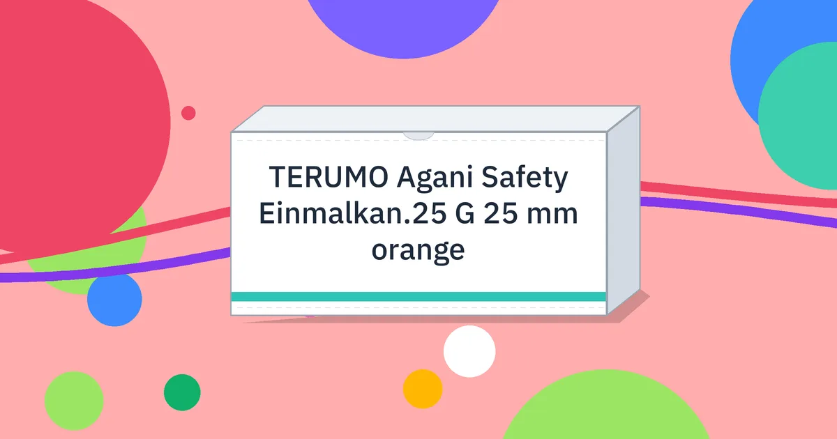 Symbolbild: Packung mit der Aufschrift TERUMO Agani Safety Einmalkan.25 G 25 mm orange (PZN 18201928) – Verfügbarkeit und Bezug in Apotheken in Frankfurt am Main
