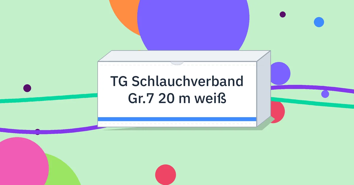 Symbolbild: Packung mit der Aufschrift TG Schlauchverband Gr.7 20 m weiß (PZN 18037363) – Verfügbarkeit und Bezug in Apotheken in Frankfurt am Main