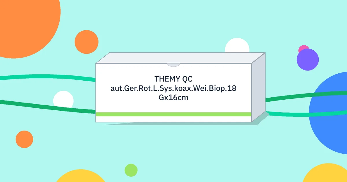 Symbolbild: Packung mit der Aufschrift THEMY QC aut.Ger.Rot.L.Sys.koax.Wei.Biop.18 Gx16cm (PZN 19738211) – Verfügbarkeit und Bezug in Apotheken in Frankfurt am Main