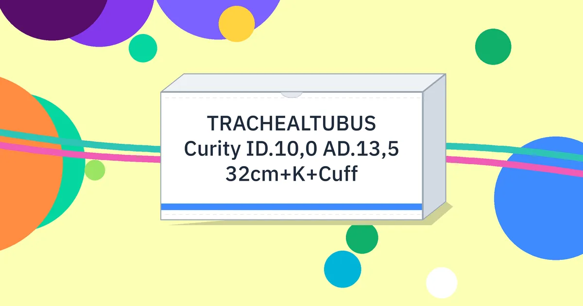 Symbolbild: Packung mit der Aufschrift TRACHEALTUBUS Curity ID.10,0 AD.13,5 32cm+K+Cuff (PZN 08885104) – Verfügbarkeit und Bezug in Apotheken in Frankfurt am Main