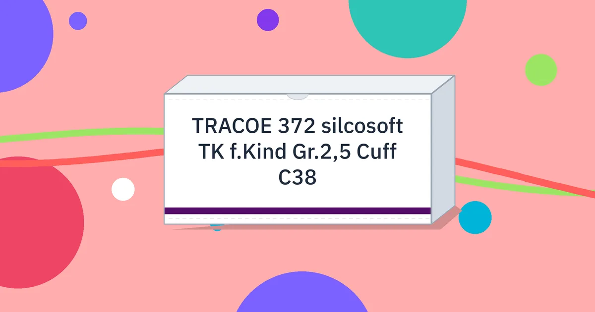Symbolbild: Packung mit der Aufschrift TRACOE 372 silcosoft TK f.Kind Gr.2,5 Cuff C38 (PZN 14315807) – Verfügbarkeit und Bezug in Apotheken in Frankfurt am Main