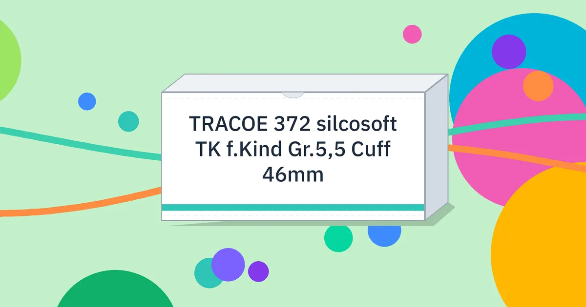 Symbolbild: Packung mit der Aufschrift TRACOE 372 silcosoft TK f.Kind Gr.5,5 Cuff 46mm (PZN 14316600) – Verfügbarkeit und Bezug in Apotheken in Frankfurt am Main