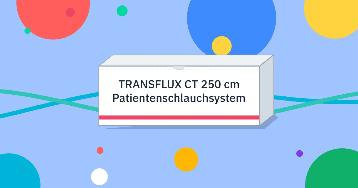 Symbolbild: Packung mit der Aufschrift TRANSFLUX CT 250 cm Patientenschlauchsystem (PZN 13897977) – Verfügbarkeit und Bezug in Apotheken in Frankfurt am Main