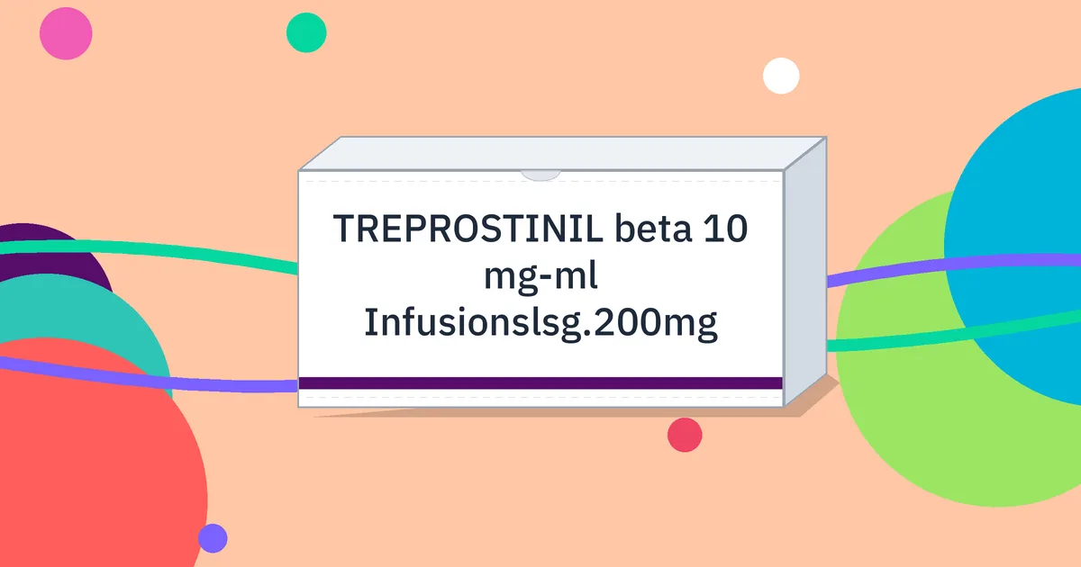 Symbolbild: Packung mit der Aufschrift TREPROSTINIL beta 10 mg-ml Infusionslsg.200mg (PZN 14407136) – Verfügbarkeit und Bezug in Apotheken in Frankfurt am Main
