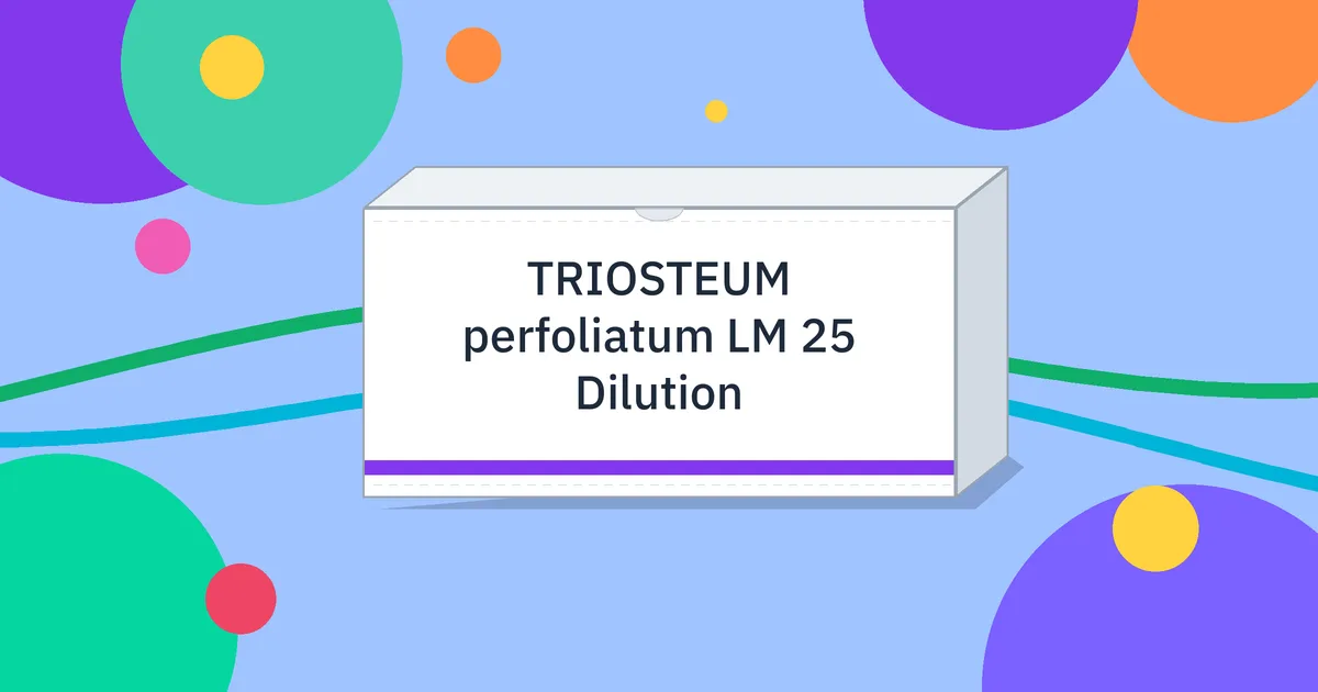 Symbolbild: Packung mit der Aufschrift TRIOSTEUM perfoliatum LM 25 Dilution (PZN 13227768) – Verfügbarkeit und Bezug in Apotheken in Frankfurt am Main