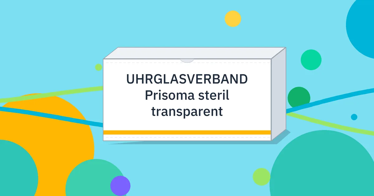 Symbolbild: Packung mit der Aufschrift UHRGLASVERBAND Prisoma steril transparent (PZN 20120522) – Verfügbarkeit und Bezug in Apotheken in Frankfurt am Main