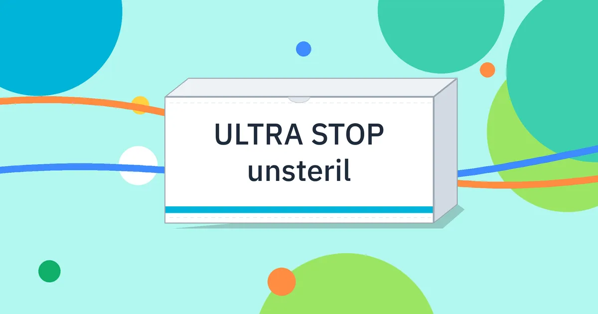 Symbolbild: Packung mit der Aufschrift ULTRA STOP unsteril (PZN 04761121) – Verfügbarkeit und Bezug in Apotheken in Frankfurt am Main
