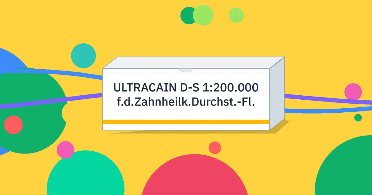 Symbolbild: Packung mit der Aufschrift ULTRACAIN D-S 1:200.000 f.d.Zahnheilk.Durchst.-Fl. (PZN 07721984) – Verfügbarkeit und Bezug in Apotheken in Frankfurt am Main