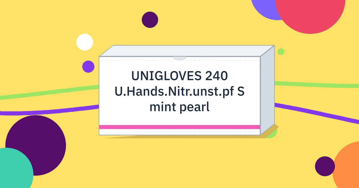 Symbolbild: Packung mit der Aufschrift UNIGLOVES 240 U.Hands.Nitr.unst.pf S mint pearl (PZN 18102103) – Verfügbarkeit und Bezug in Apotheken in Frankfurt am Main
