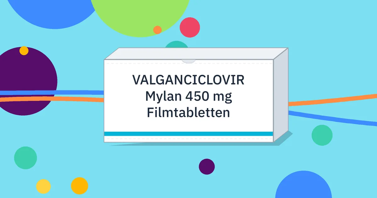 Symbolbild: Packung mit der Aufschrift VALGANCICLOVIR Mylan 450 mg Filmtabletten (PZN 11189905) – Verfügbarkeit und Bezug in Apotheken in Frankfurt am Main