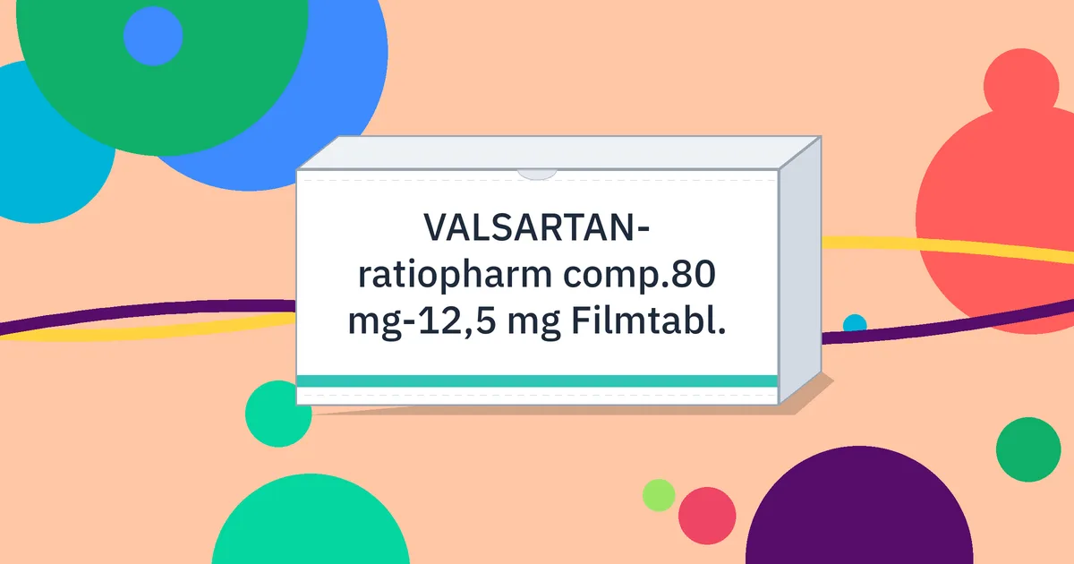 Symbolbild: Packung mit der Aufschrift VALSARTAN-ratiopharm comp.80 mg-12,5 mg Filmtabl. (PZN 06906523) – Verfügbarkeit und Bezug in Apotheken in Frankfurt am Main