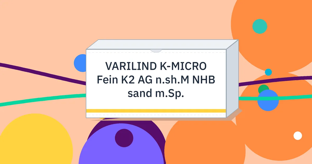 Symbolbild: Packung mit der Aufschrift VARILIND K-MICRO Fein K2 AG n.sh.M NHB sand m.Sp. (PZN 20555763) – Verfügbarkeit und Bezug in Apotheken in Frankfurt am Main