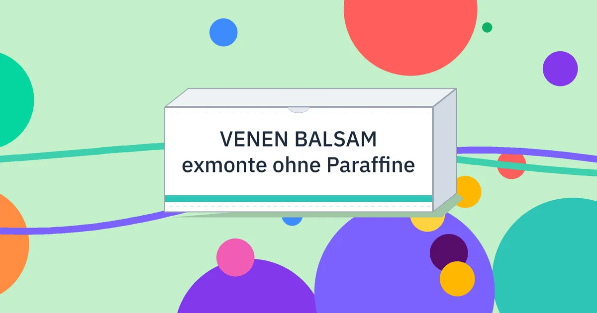 Symbolbild: Packung mit der Aufschrift VENEN BALSAM exmonte ohne Paraffine (PZN 09947310) – Verfügbarkeit und Bezug in Apotheken in Frankfurt am Main