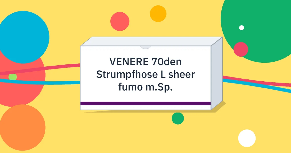 Symbolbild: Packung mit der Aufschrift VENERE 70den Strumpfhose L sheer fumo m.Sp. (PZN 16172772) – Verfügbarkeit und Bezug in Apotheken in Frankfurt am Main