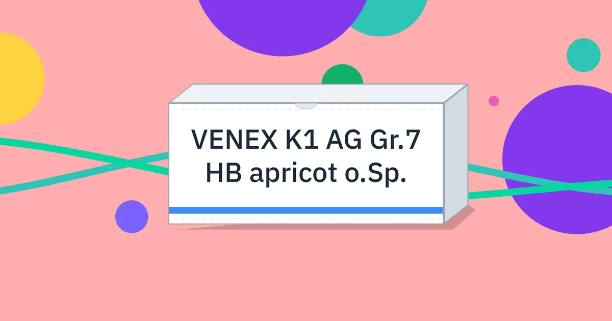 Symbolbild: Packung mit der Aufschrift VENEX K1 AG Gr.7 HB apricot o.Sp. (PZN 03193270) – Verfügbarkeit und Bezug in Apotheken in Frankfurt am Main