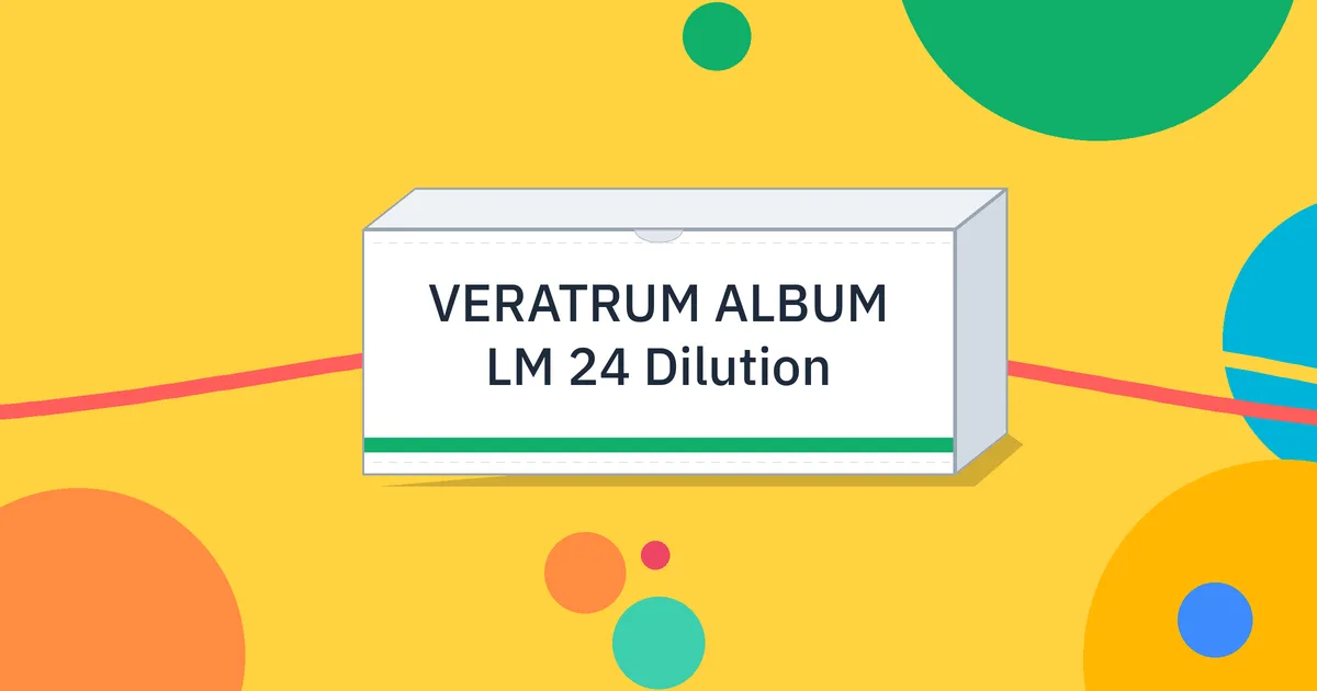 Symbolbild: Packung mit der Aufschrift VERATRUM ALBUM LM 24 Dilution (PZN 13264717) – Verfügbarkeit und Bezug in Apotheken in Frankfurt am Main