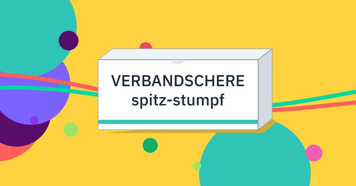 Symbolbild: Packung mit der Aufschrift VERBANDSCHERE spitz-stumpf (PZN 04756338) – Verfügbarkeit und Bezug in Apotheken in Frankfurt am Main